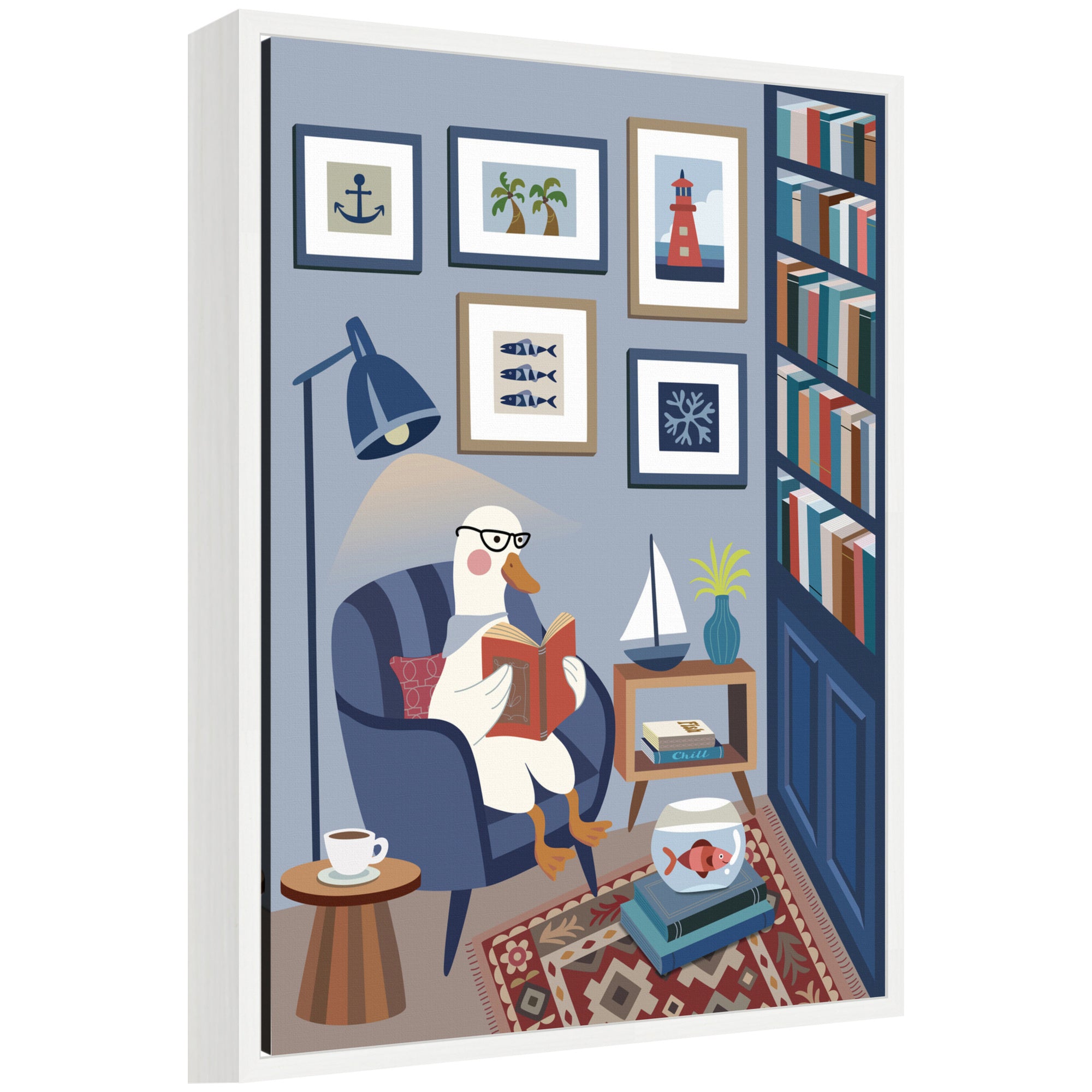 Reading Goose by Rachel Lee 3 Birdies Studio Framed Canvas Wall Art ...