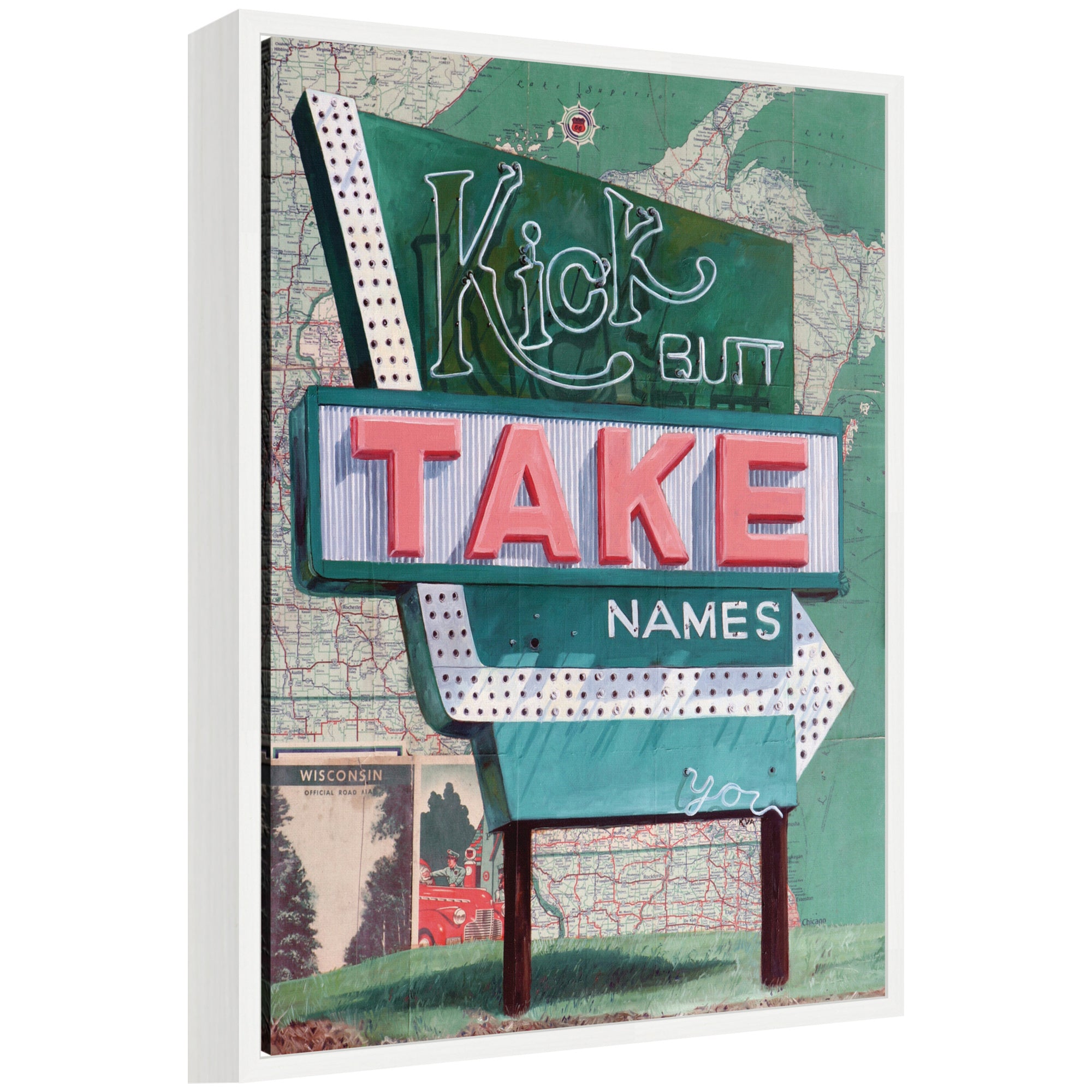 Kick Butt Take Names by Krista V. Allenstein Framed Canvas Wall Art ...