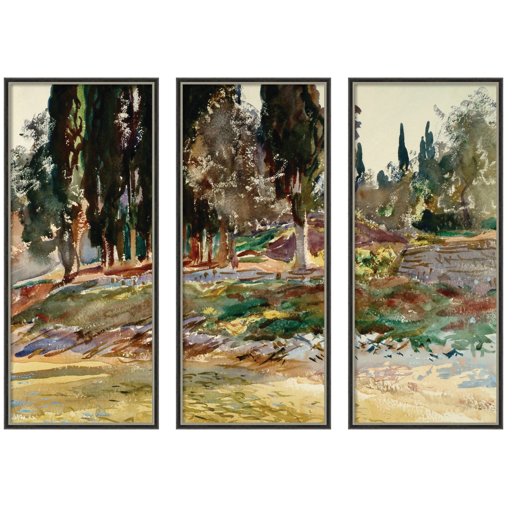 Cypress Trees at San Vigilio Lake Garda John Singer Sargent 3 Piece ...