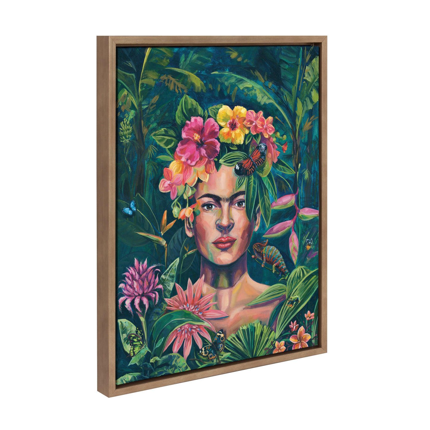 Kate and Laurel Sylvie Frida In The Wild Framed Canvas Wall Art by ...