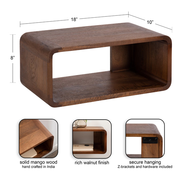 Kate and Laurel Deguara Modern Wood Floating Side Table, 18 x 10 x 8 ...