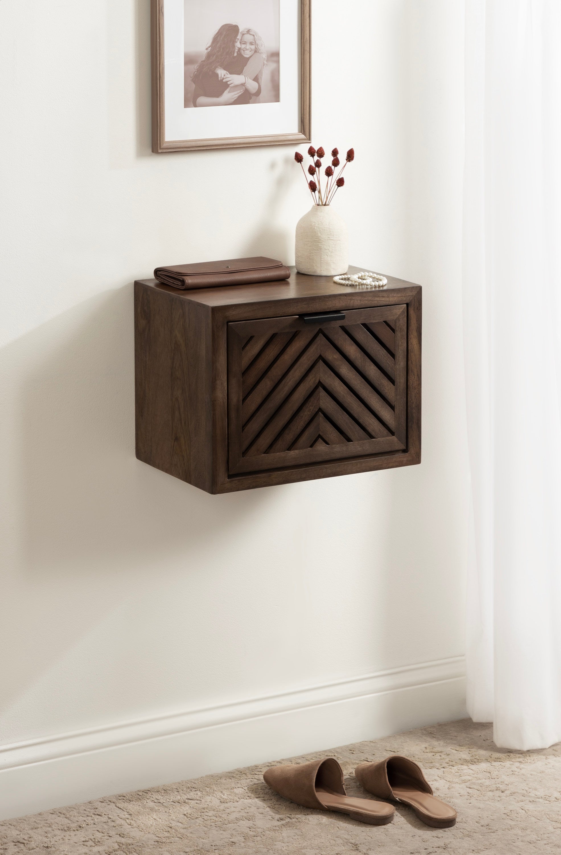 Kate and Laurel Mezzeta Modern Floating Shelf Side Table with Storage ...