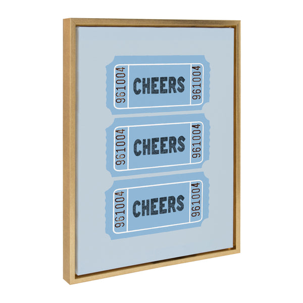 Kate and Laurel Sylvie Cheers Blue Ticket Framed Canvas Wall Art by ...