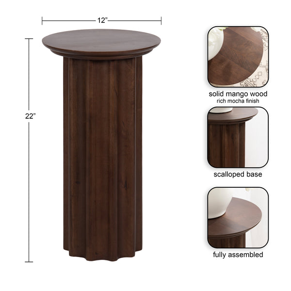 Kate and Laurel Gierson Modern Wooden Round Side Table, 12 x 12 x 22 ...