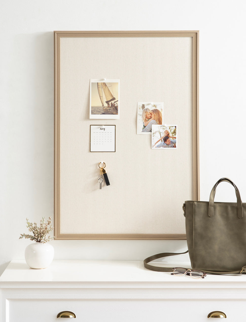 Kate and Laurel Oakhurst Rectangle Framed Linen Fabric Pinboard, 24 x ...