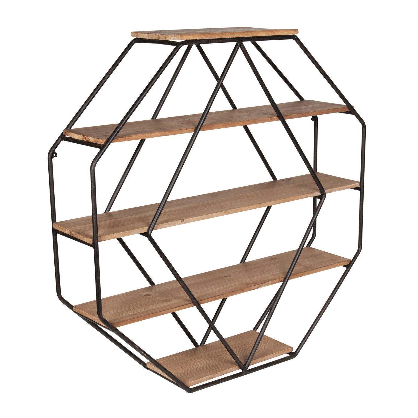 Kate and Laurel Lintz Large Octagon Shaped Floating Wood Book Shelves ...